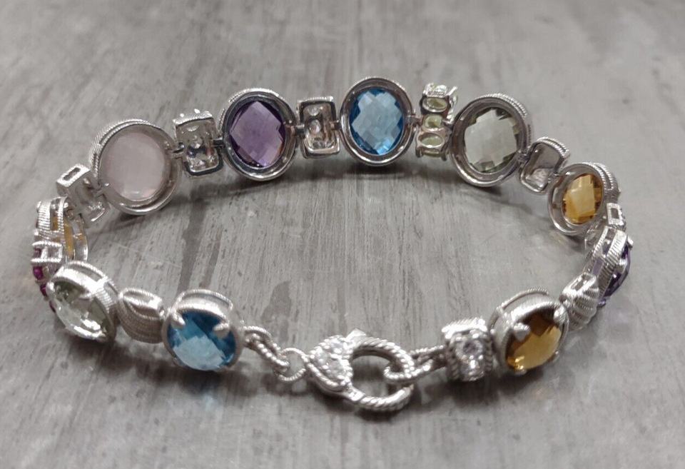 Judith Ripka Designer Gallery Sterling Silver Multi-Gemstone Bracelet 8 ...