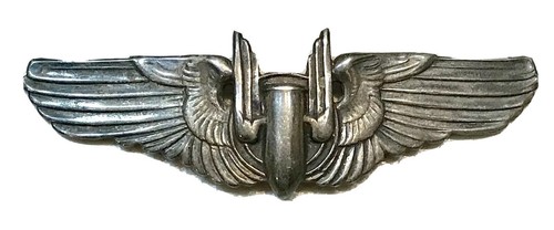 WWII ARMY MILITARY AIR FORCE FULL SIZE AIR GUNNER WINGS STERLING PIN ...