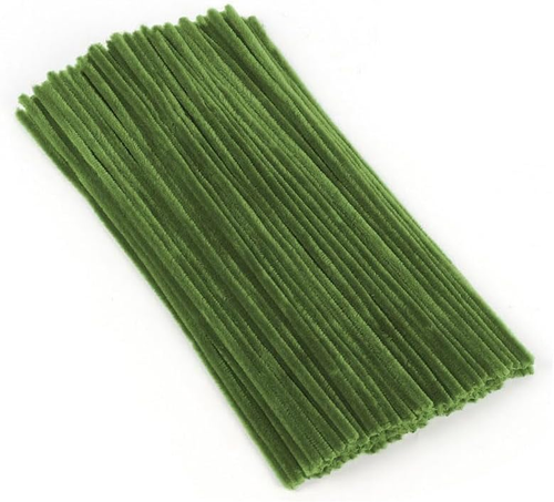 Pipe Cleaners, 100 Pieces Army Green Chenille Stems Craft, 12 inch Long ...