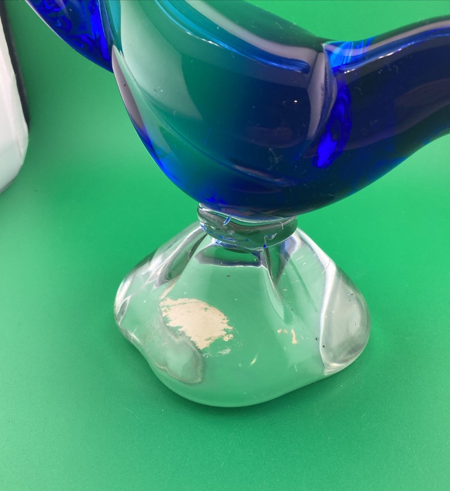 VTG Murano Art Glass Bird MCM Italy Blue Statue ALVIN Salviati Luciano ...