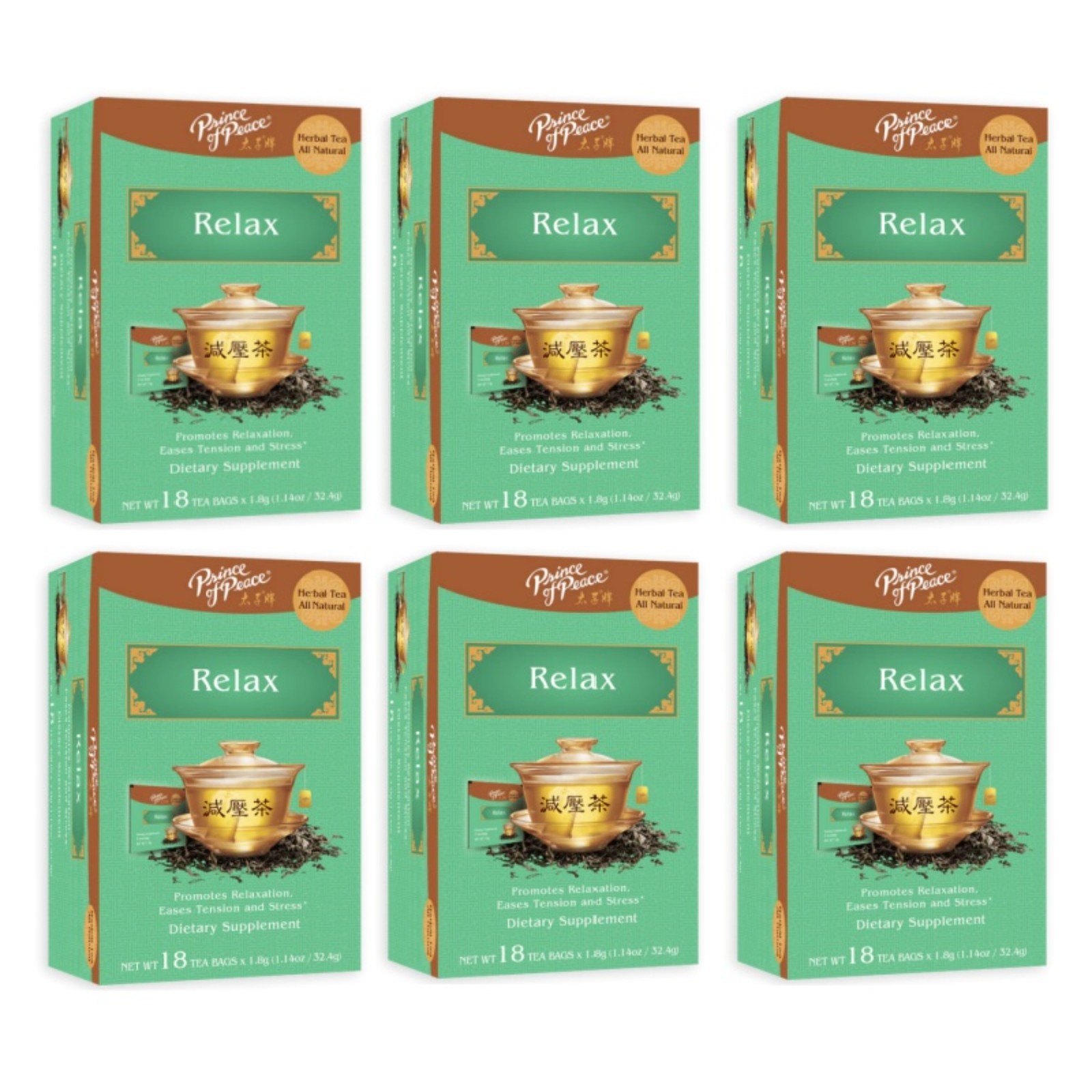 Relax Tea Herbal Tea-6 Boxes- 18 Tea Bags Each Box -Prince of Peace | eBay