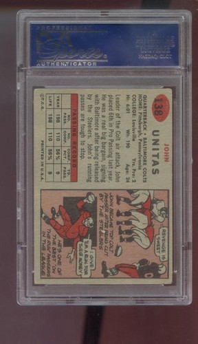 1957 Topps #138 John Unitas Johnny Unitas ROOKIE RC PSA 4 Graded ...