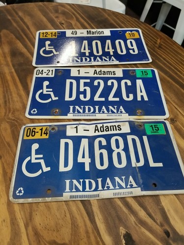 Vintage Indiana License Plate Handicapped Blue Indiana Plate Lot of 3 ...