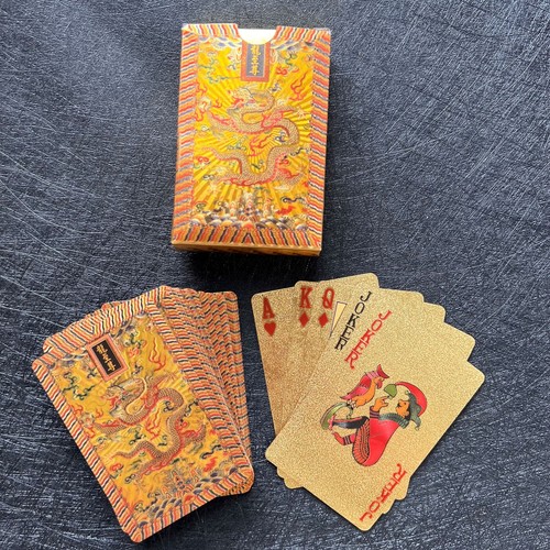 2 Decks Playing Cards,Premium Plastic Waterproof Gold Dragon Playing ...