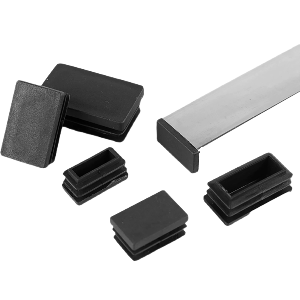 Black Rectangular Plastic End Caps Ribbed Plugs Blanking Inserts ...