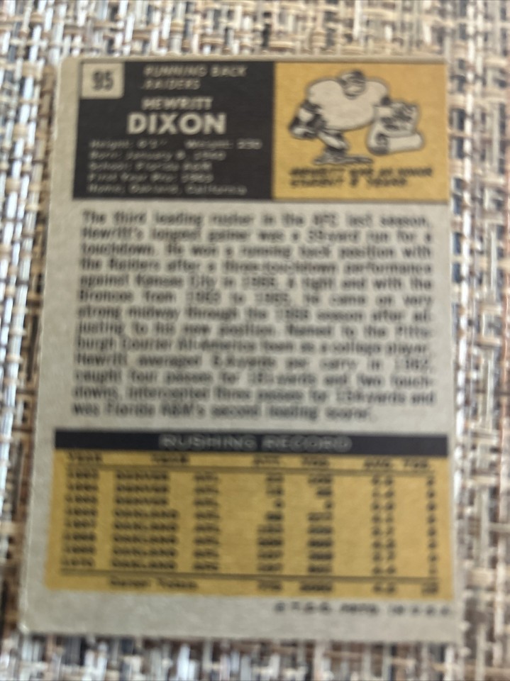 1971 Topps Football Card #95 Hewritt Dixon Oakland Raiders VgEx Free ...