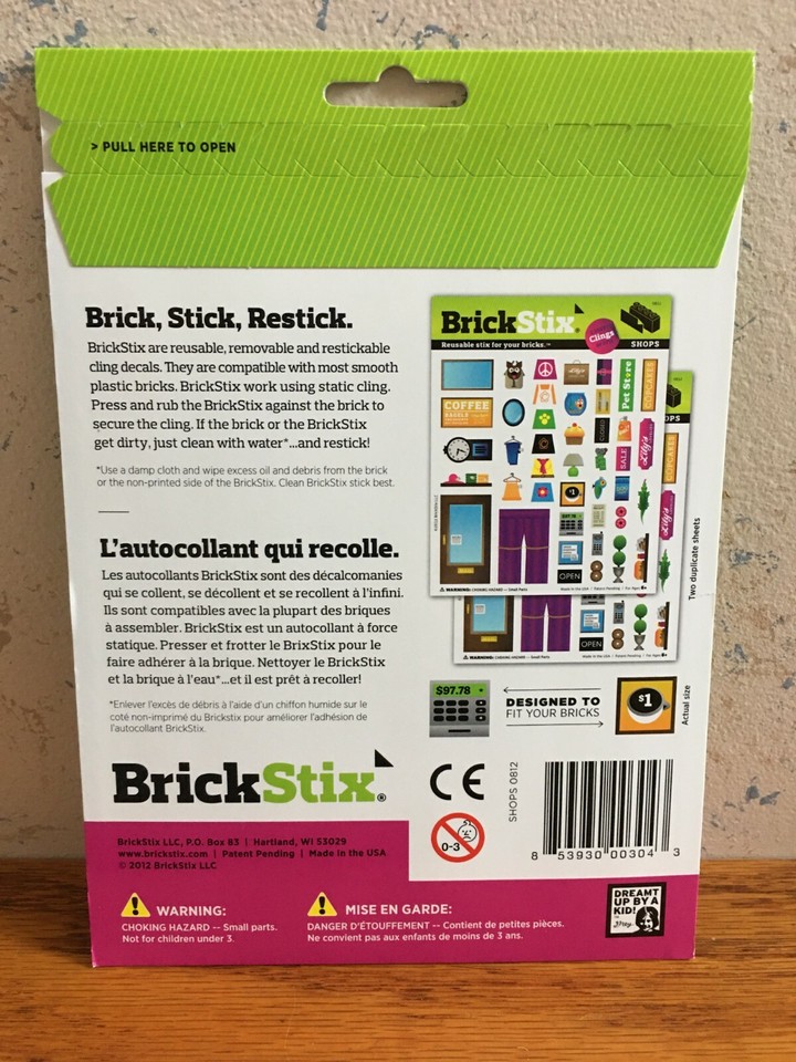 Brick Stix Removeable Stickers For Plastic Building Blocks SHOPS 1 Set ...