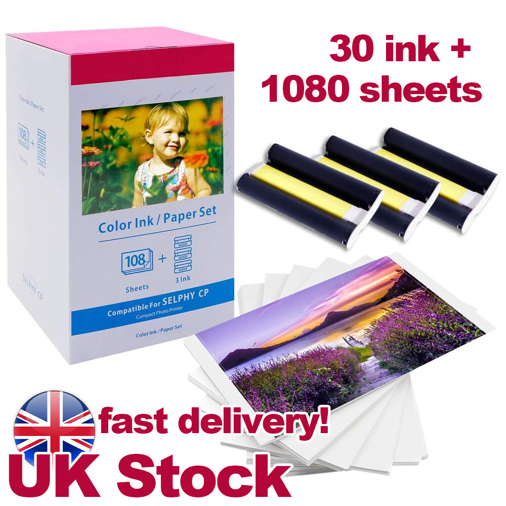 Canon KP-108IN Ink Cartridge&Color Paper Set for Canon Selphy CP1300 ...