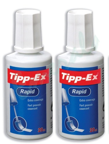 2 X Tipp-Ex Rapid Correction Fluid White Tippex Bottle Quick Drying ...