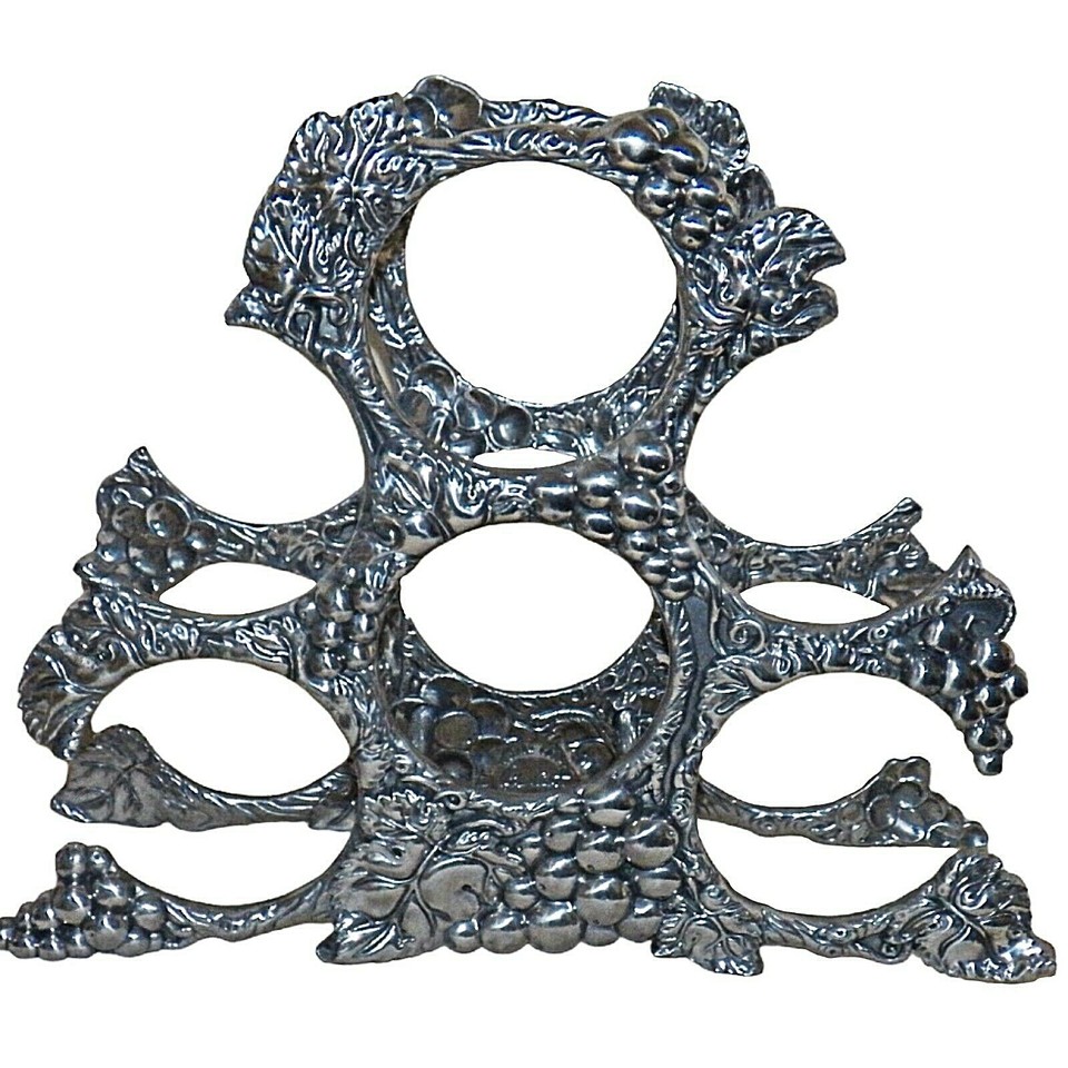 Retired Arthur Court 2004 Grapes Vine Cast Aluminum Wine Bottle Rack ...