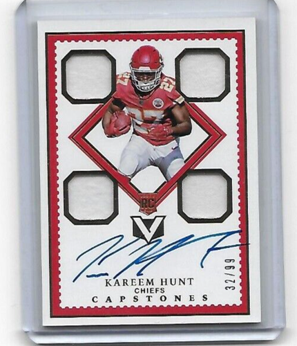 2017 Panini Vertex Rookie Capstones /99 Kareem Hunt #117 Rookie Auto RC ...