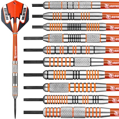 Ruthless | Tigers | Tungsten Darts Set | Orange Ringed | 21g - 30g ...