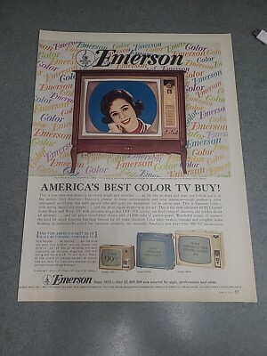 Emerson Color Television Vintage Print Ad 1964 10x13 | eBay
