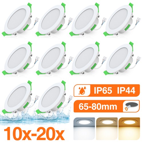 10X Recessed LED Ceiling Light 65-80mm Downlight IP65/IP44 Dimmable Spotlight | eBay