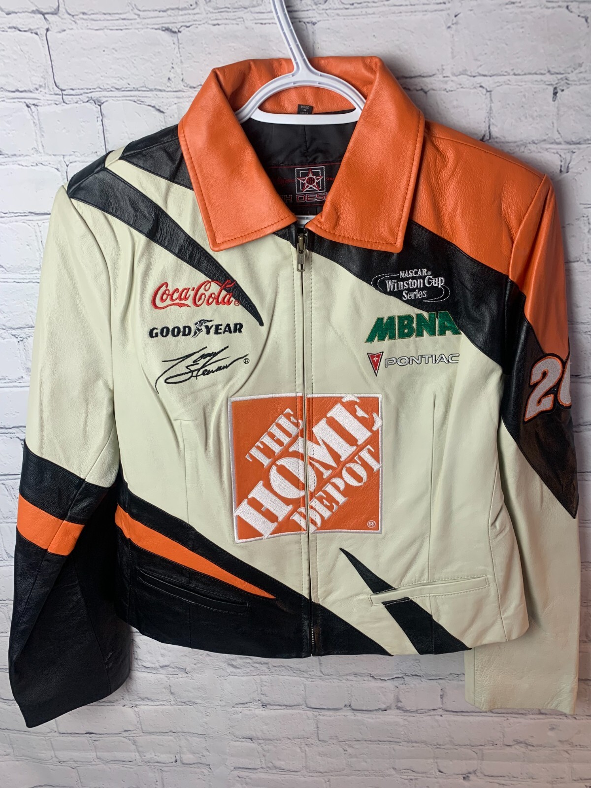 Vintage Nascar Racing Leather Jacket Home Depot Orang… - Gem
