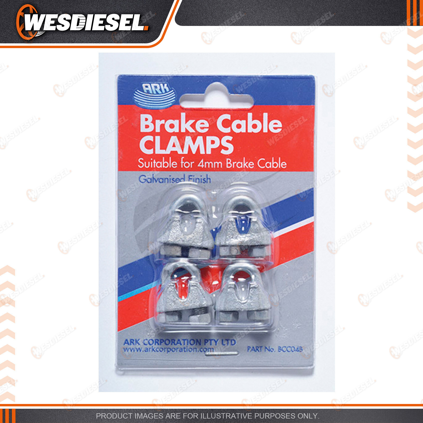 ARK Brake Cable Clamps - 4mm Galvanized Diameter 4 mm Blister Pack 4 | eBay
