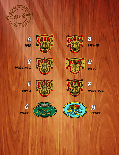 Vintage National Dobro / Regal Headstock Metallic Gold Waterslide ...