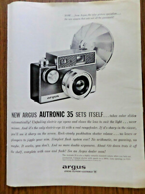 1960 Argus Autronic 35 mm Camera Ad Sets Itself | eBay