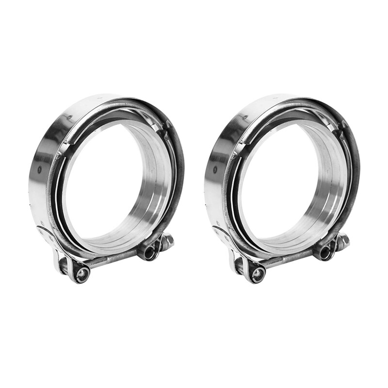 2PCS 4"inch V-band Clamp Mild steel Flange Male-Female For Exhaust ...