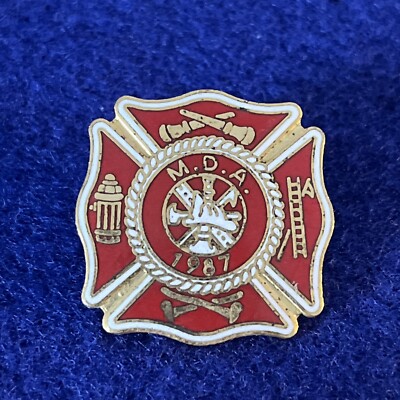 1987 MDA Pin Badge Muscular Dystrophy Firefighter Maltese Cross Lapel ...