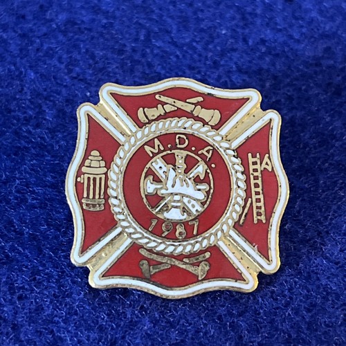 1987 MDA Pin Badge Muscular Dystrophy Firefighter Maltese Cross Lapel ...