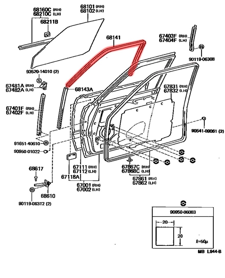 Toyota Land Cruiser FJ60 BJ60 HJ60 Rear Door Glass Run Channel ...