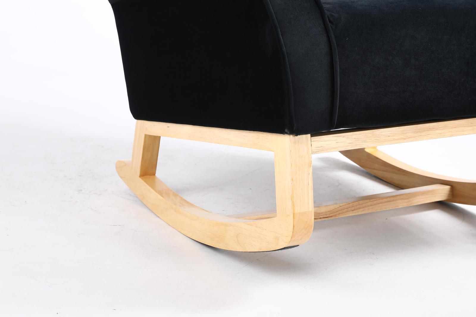Pine Wood and Poplar Plywood Frame Wood Legs Velvet Fabric Rocker Chair ...