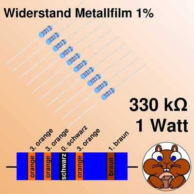 10x Widerstand Metallfilm 330 k 1W Watt axial 1% Draht Präzision ...