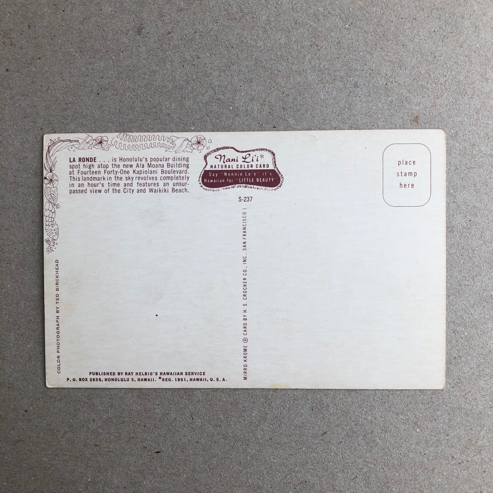 La Ronde Restaurant Honolulu, HI Waikiki Beach Ala Moana Vintage ...