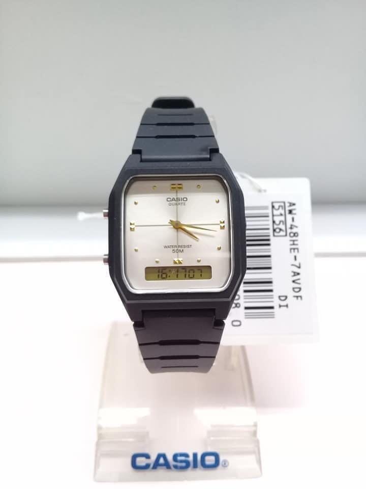 Casio AW-48HE-7A Youth Analog Digital Black Resin Dual Time Unisex ...
