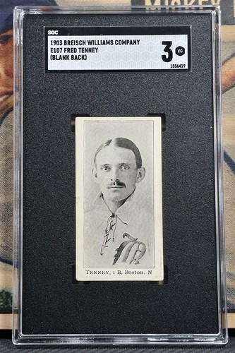 FRED TENNEY 1903 E107 Breisch-Williams RC SGC 3 Blank Back HIGHEST ...