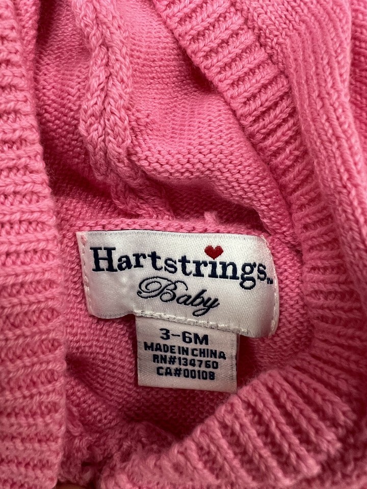 Hartstrings Baby 3-6 Month Hooded Cardigan Sweater Pink Hearts | eBay