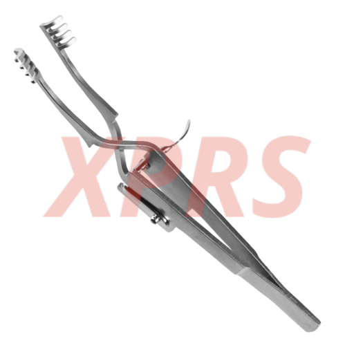 Heiss Retractor, 4", Straight, Cross Action, 4x4 Sharp Prongs, Prem ...