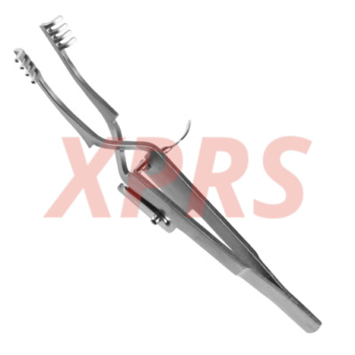 Heiss Retractor, 4", Straight, Cross Action, 4x4 Sharp Prongs, Prem ...