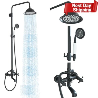 Black Shower Faucet System Outdoor Exposed Shower Fixtures kit Shower ...