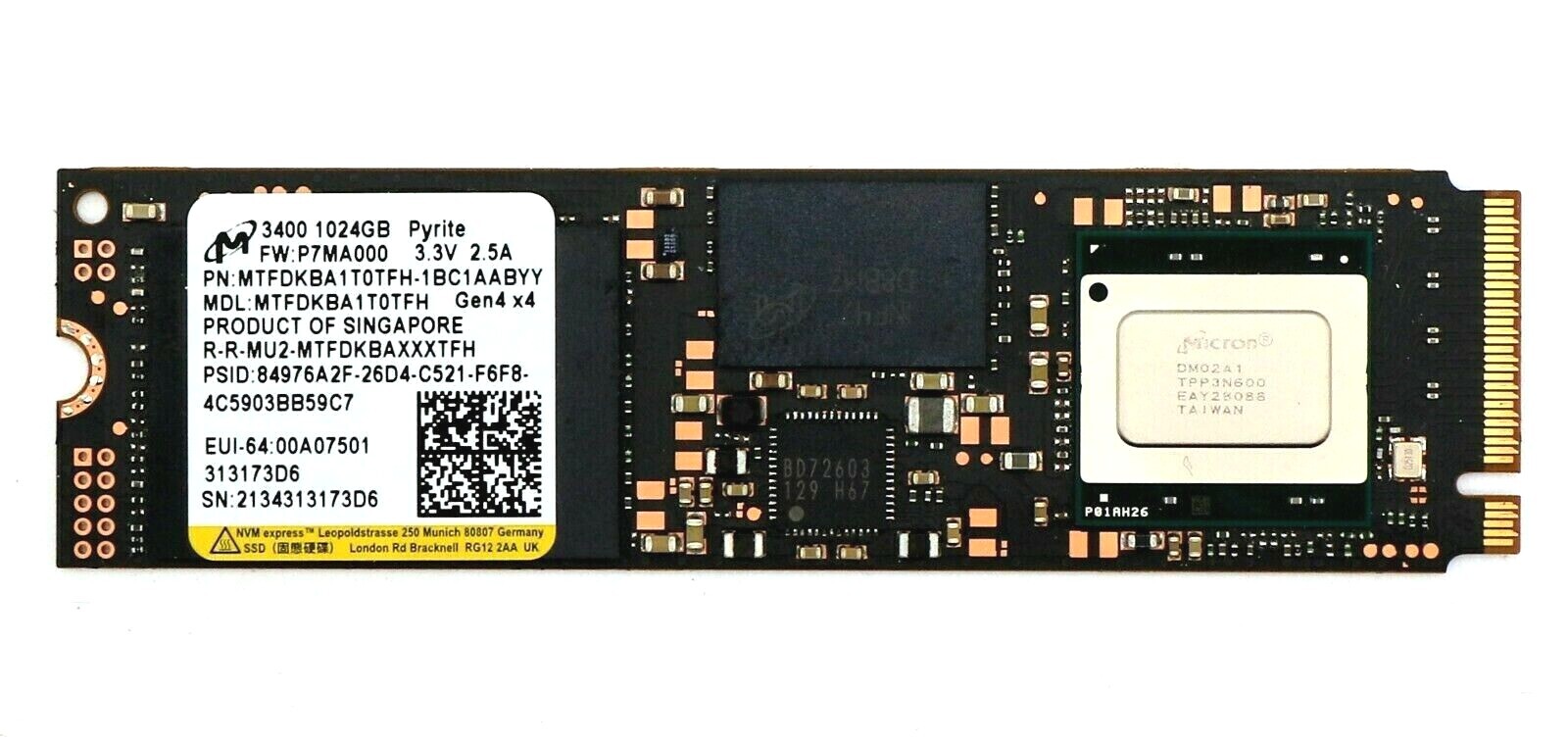 Micron 1TB 3400 Gen4x4 M.2 2280 NVMe PCIe SSD, 6600MB/s Read ...