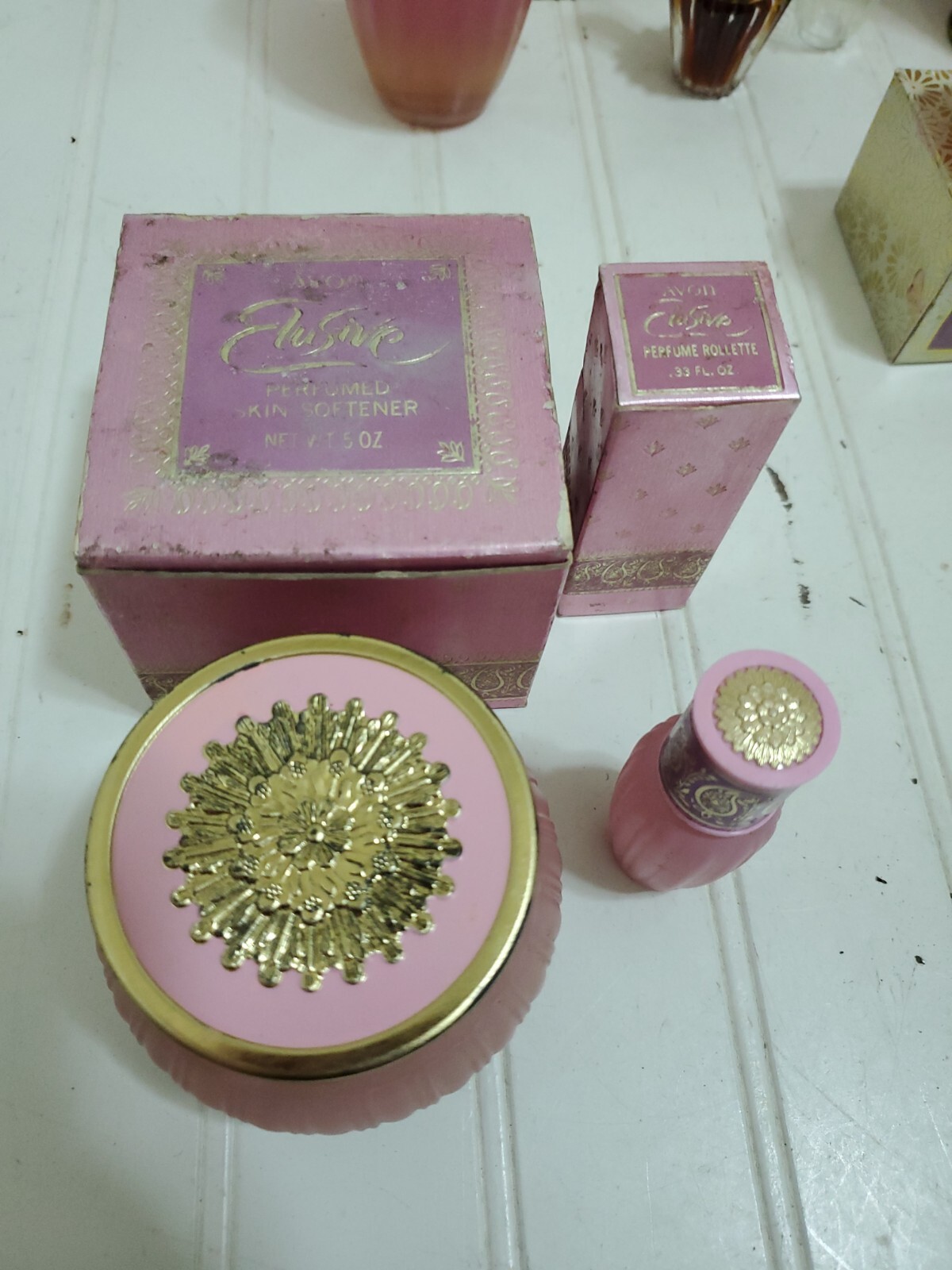 Avon ELUSIVE Lot Perfume Rolette Cologne Skin Softener Creme Sachet ...