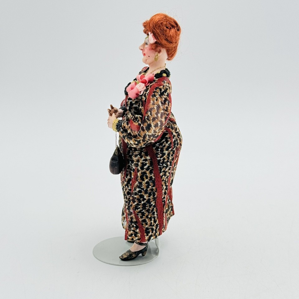 Artisan MARCIA BACKSTROM Leopard Lady Doll Dollhouse Miniature Standing ...