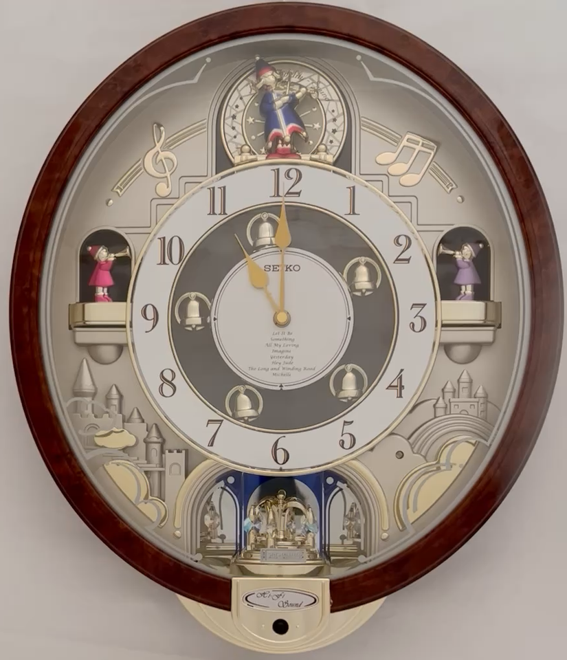 MIB Seiko Melodies In Motion Musical Wall Clock Beatles Songs QXM134BRH ...