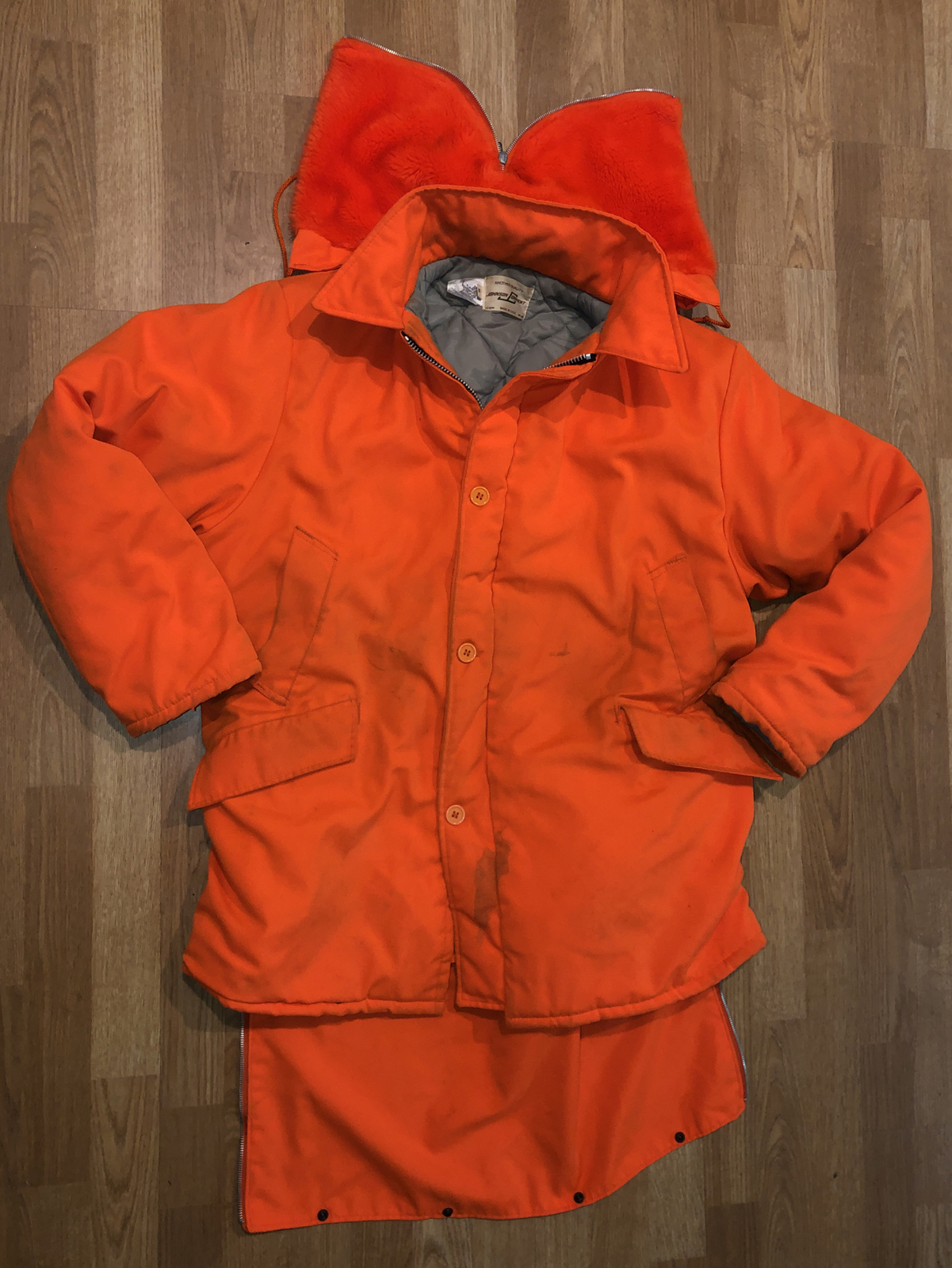 Johnson Garment Blaze Orange Hunting Coat Jacket Men’s size XL Hood ...
