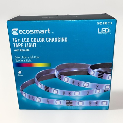 NEW ECOSMART 16 ft LED Neutral White Tape Light with Remote & Power ...