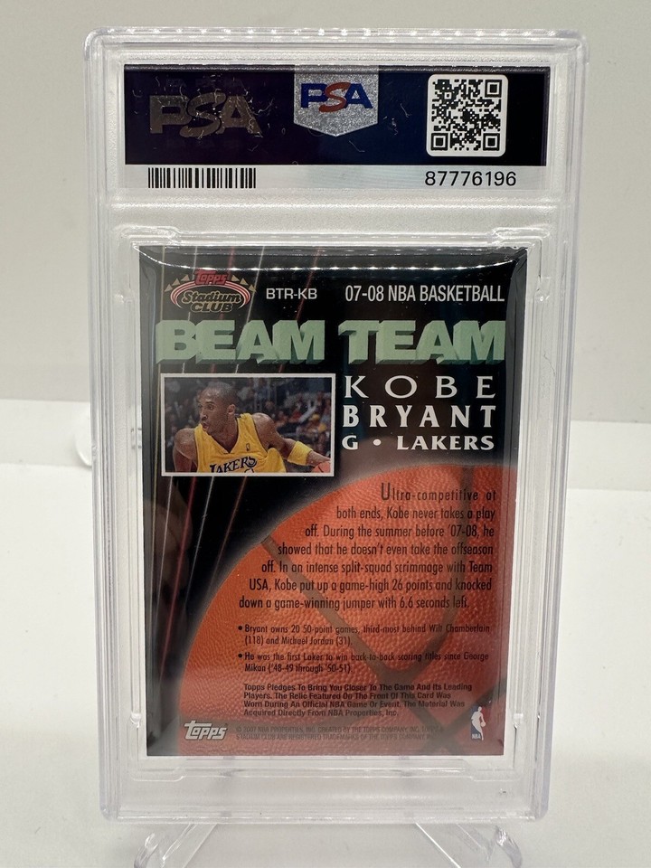 Kobe Bryant 2007-08 Topps Stadium Club - Beam Team Relics #BTR-KB | eBay