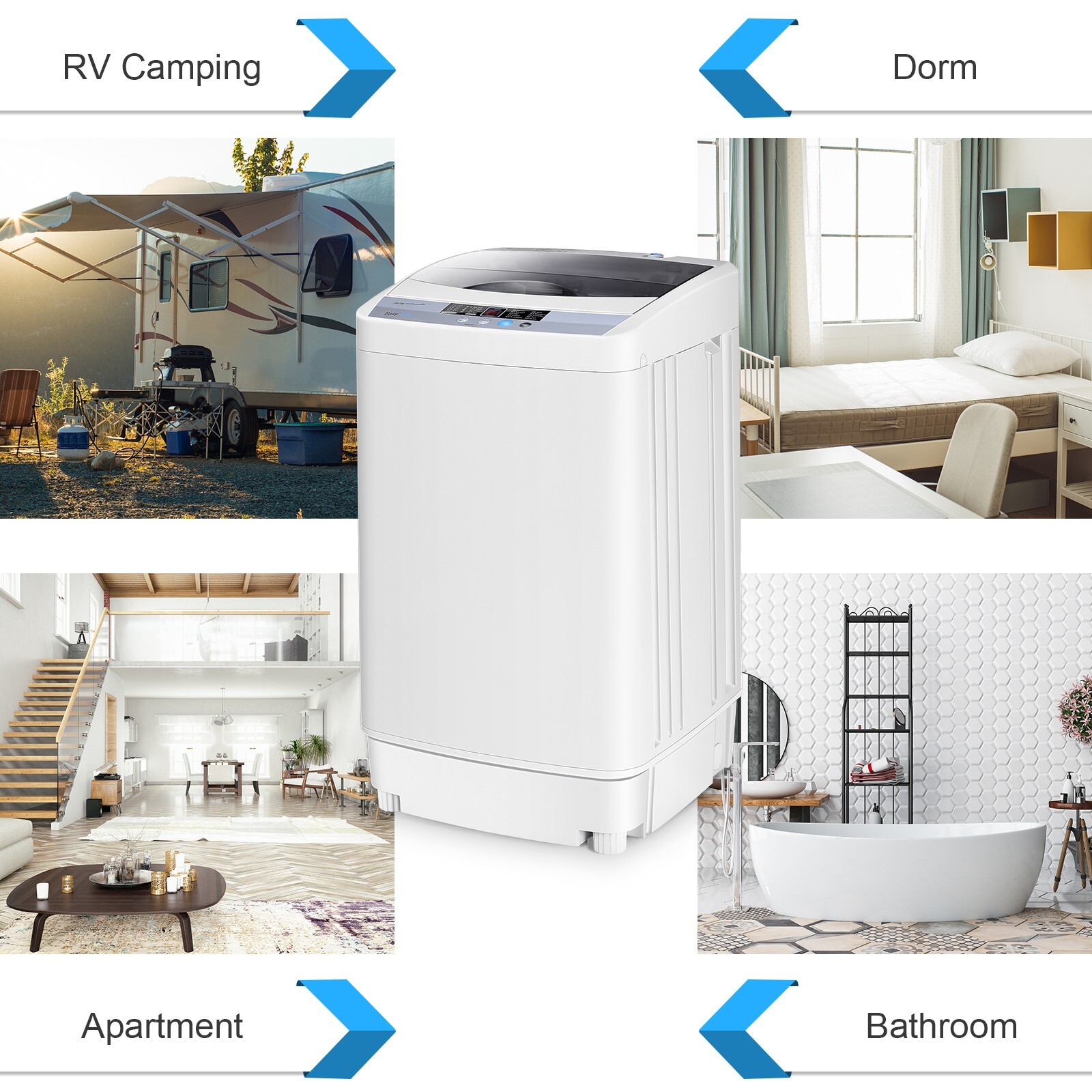 2 in 1 Portable Compact Full-Automatic Washing Machine Washer/Spinner 4 ...