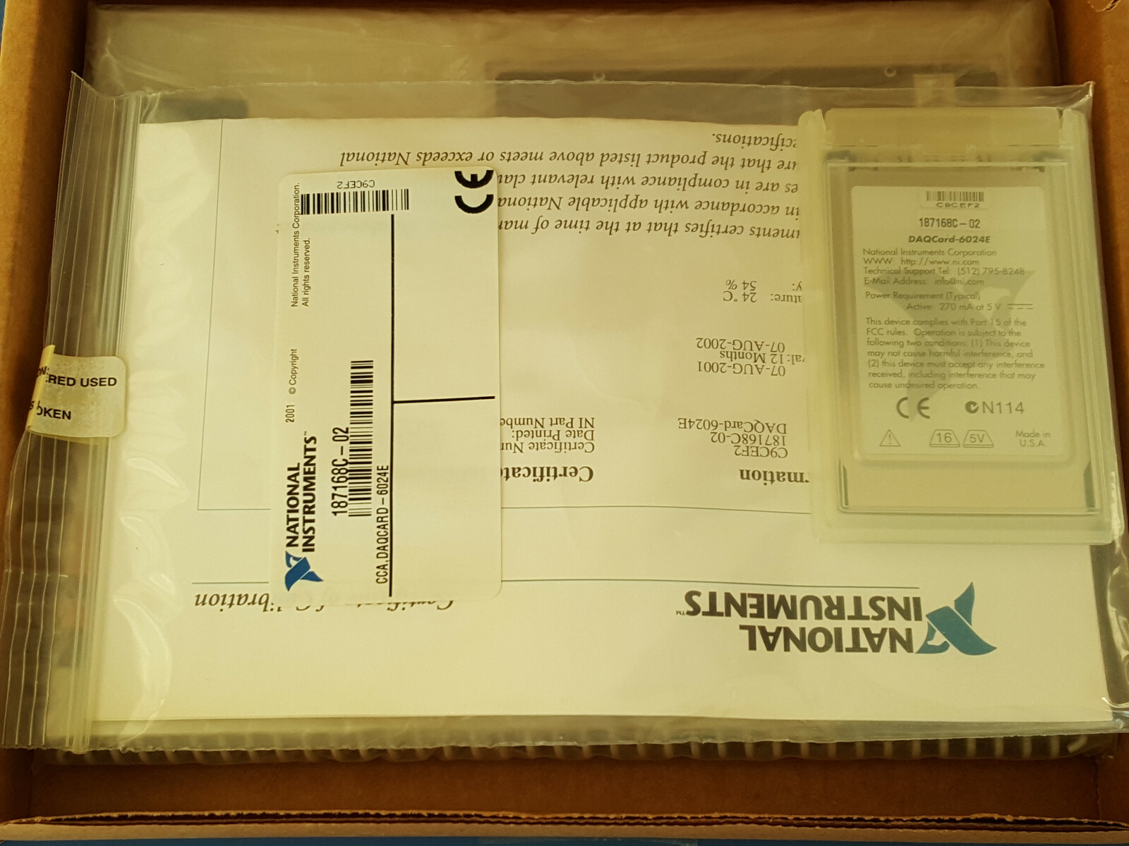 National Instruments PCMCIA Daqcard-6024e Ni DAQ Analog Input Card for ...