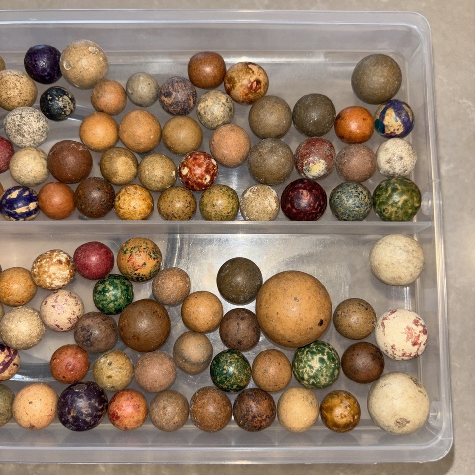 Lot of 120 German Handmade Clay Bennington Marble Other Clay Marbles | eBay
