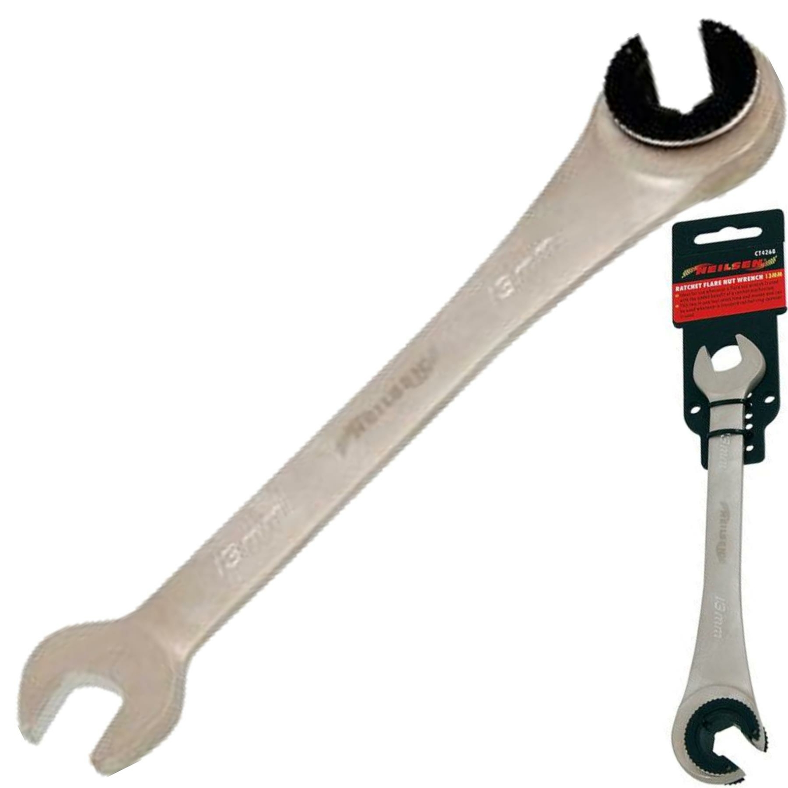 Neilsen 13mm Flare Nut Wrench Ratchet & Standard Open Ended Brake Pipe ...