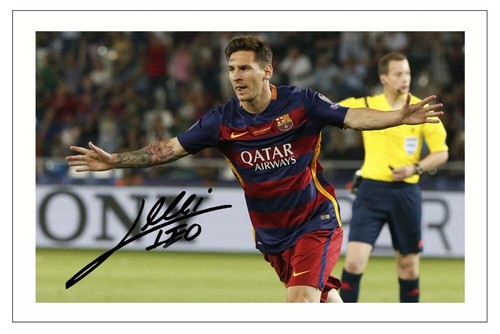 LIONEL MESSI Signed Autograph PHOTO Fan Gift Signature Print BARCELONA ...