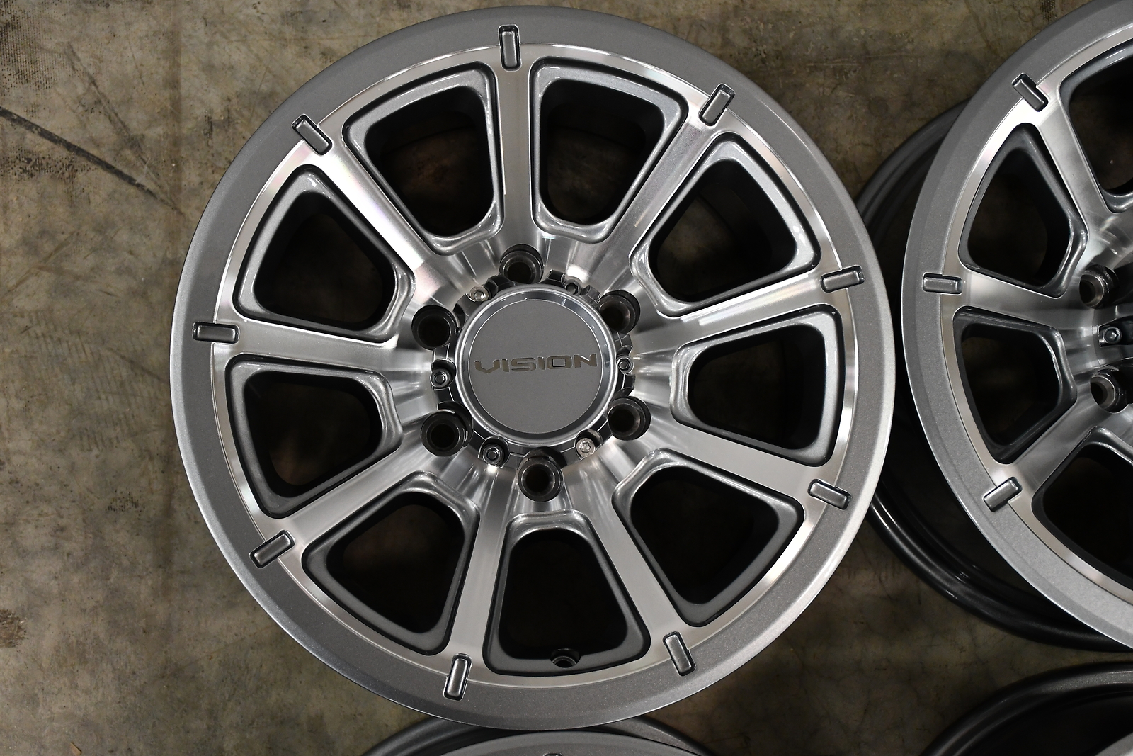Set 4 16" Vision 353 Turbine Gunmetal Machined Face Wheels 16x8 6x5.5 ...