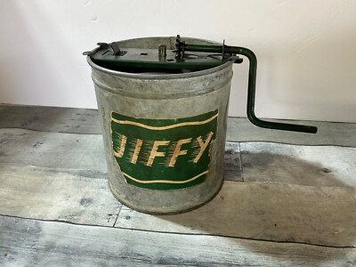 VINTAGE JIFFY HOME ICE CREAM MAKER 1 QT. HAND CRANK BUCKET Galvanized ...