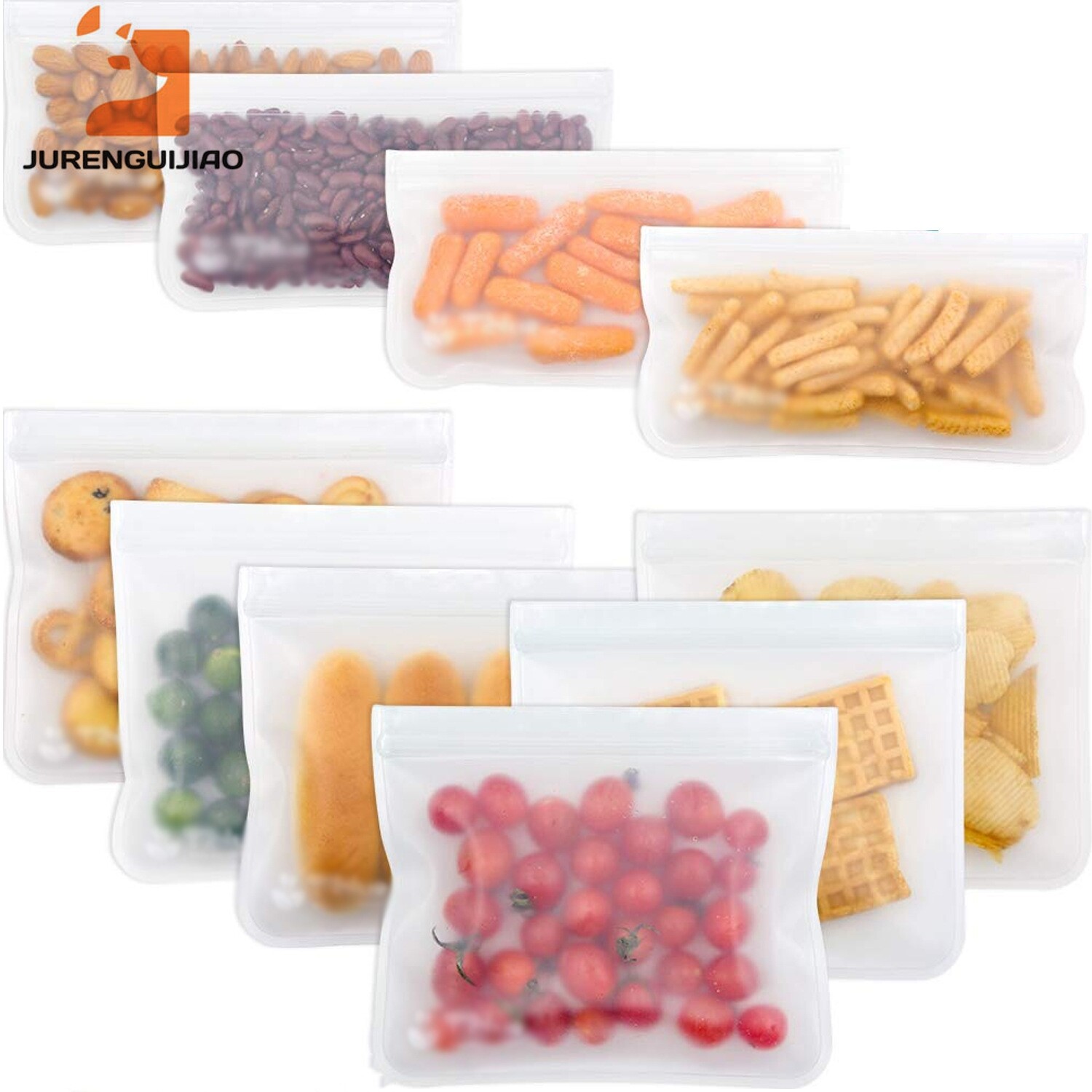 Eco-Friendly Reusable Food Storage Bags Leakproof Ziplock Snacks ...